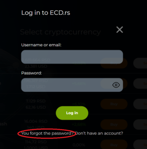 Change of password on my ECD account - ECD